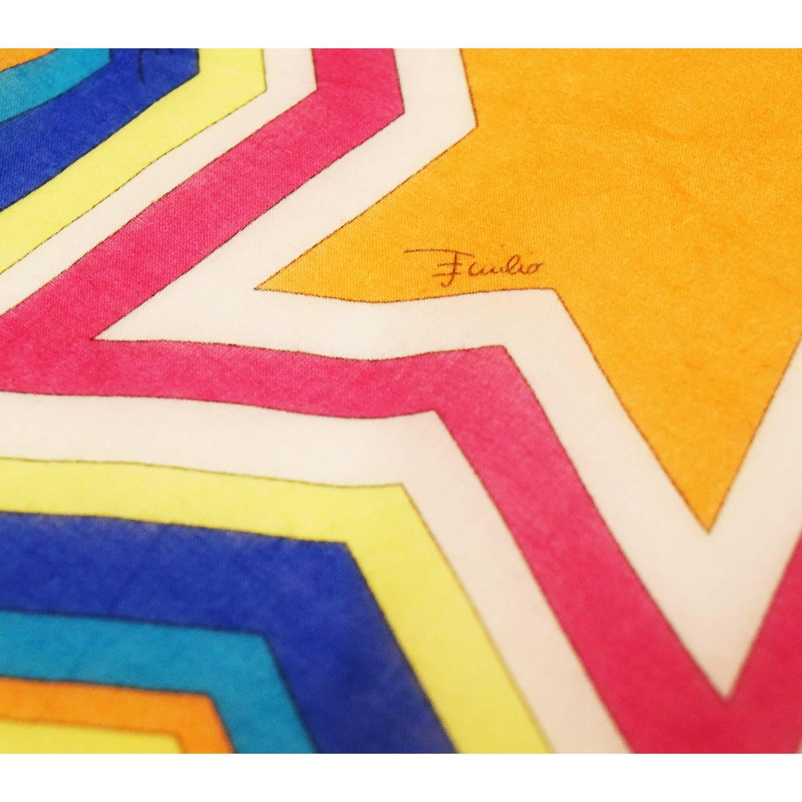 Emilio Pucci Star-shaped printed cotton scarf For Sale at 1stDibs