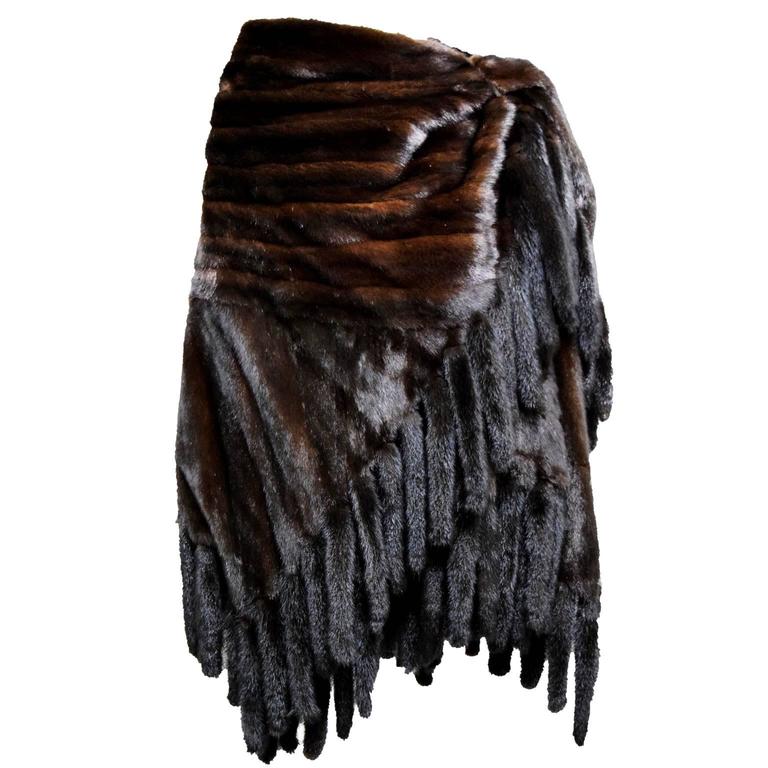 Revillon Mahogany Sable Cape with Mink Tail For Sale at 1stDibs