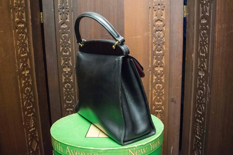 1950s Gucci Black and Red Leather Handbag at 1stDibs | 1950s gucci ...