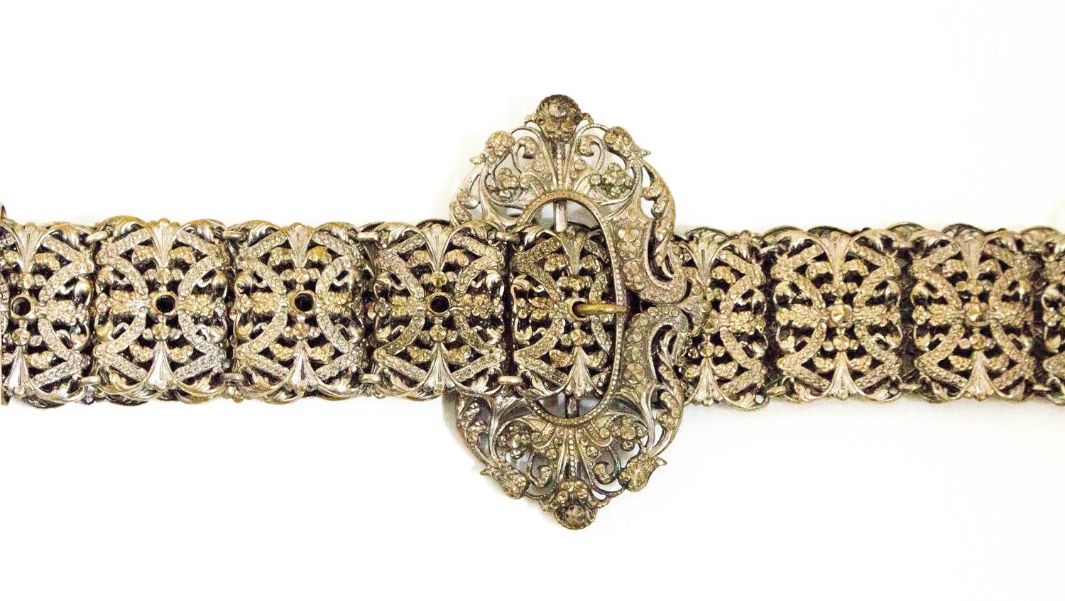 Victorian Silver toned Ladies Chatelaine Belt For Sale at 1stdibs
