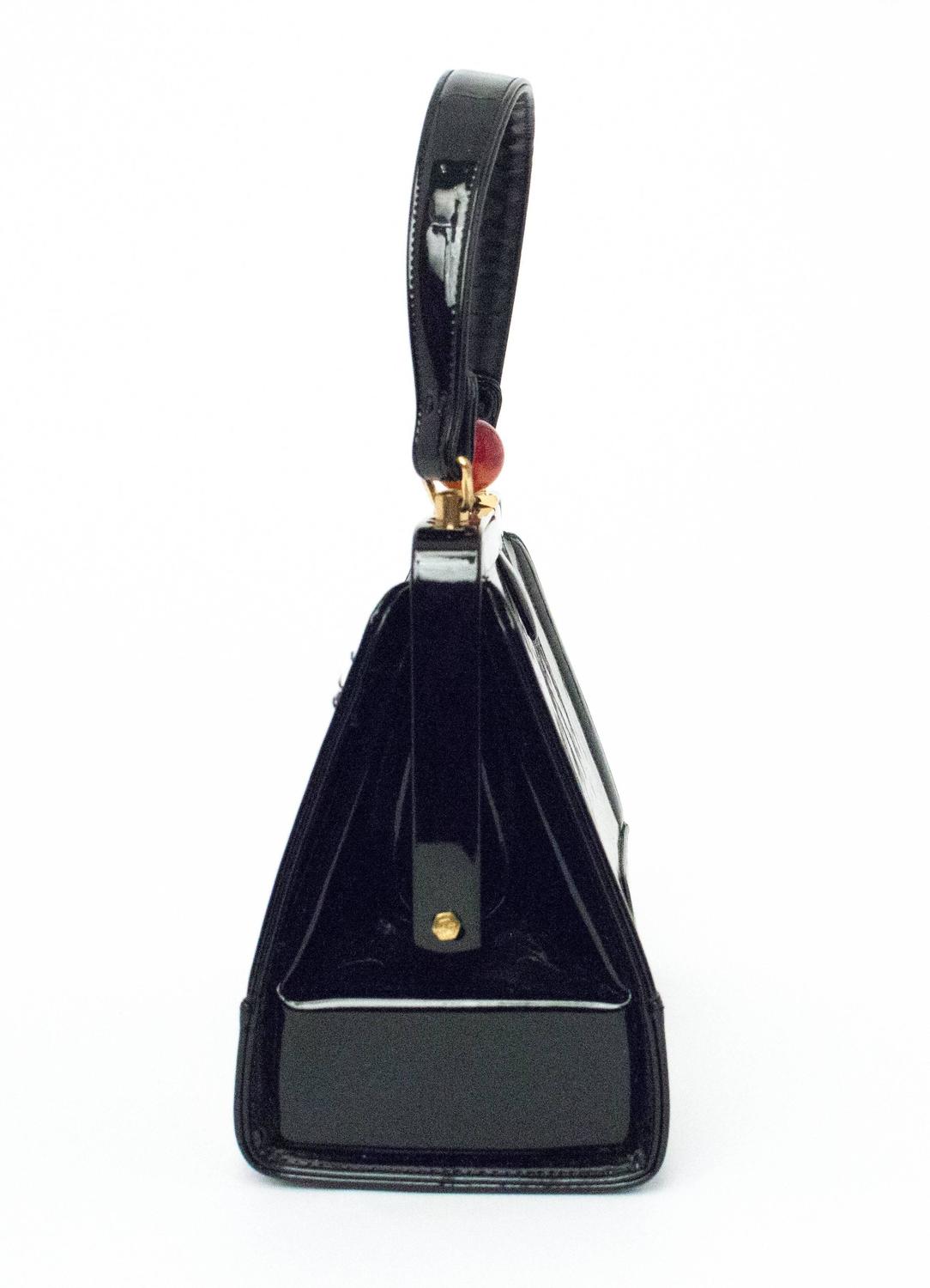 50s Coblentz Black Patent Leather Handbag For Sale at 1stdibs