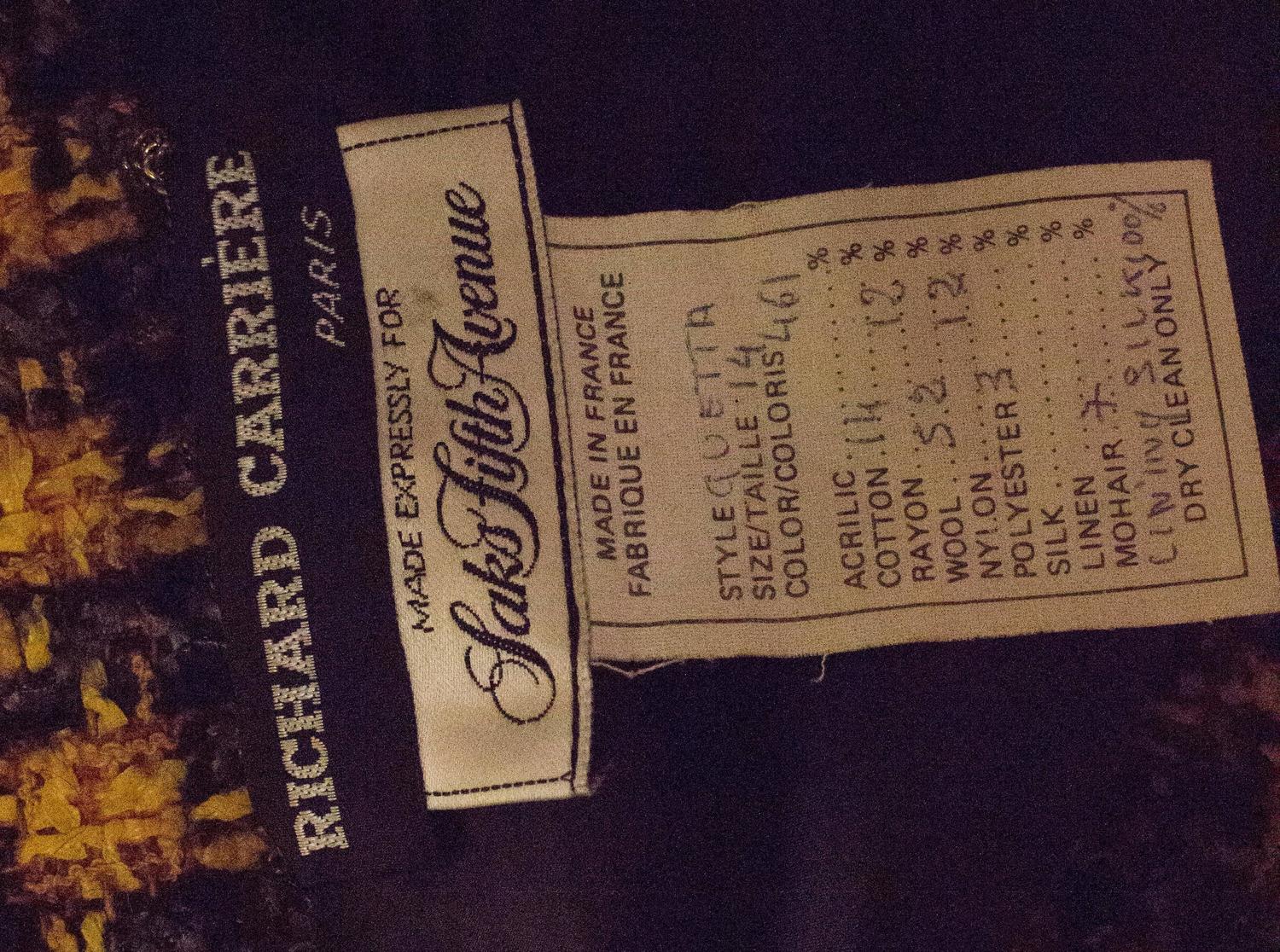 80s Richard Carriere Tweed Suit For Sale at 1stdibs