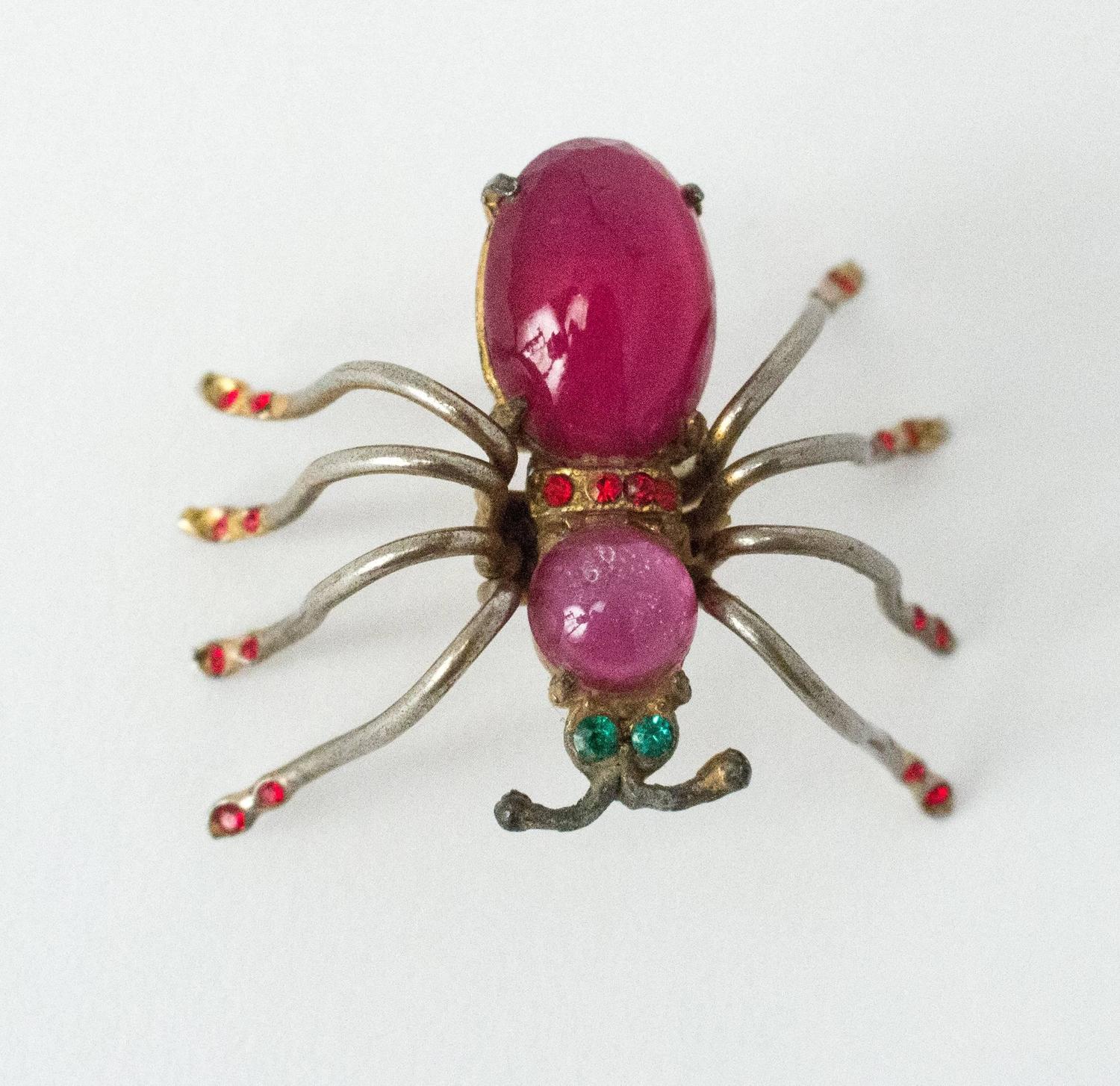 50s Gem Spider Brooch For Sale at 1stdibs