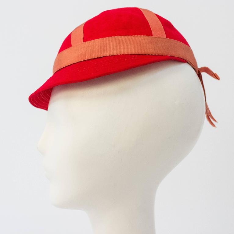 60s John Frederics Child's Red Velvet Mod Cap at 1stDibs | 60s cap