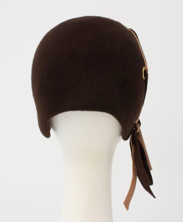 60s Brown Wool Felt Mod Hat w/ Lace-up Detail For Sale at 1stDibs | 60s ...