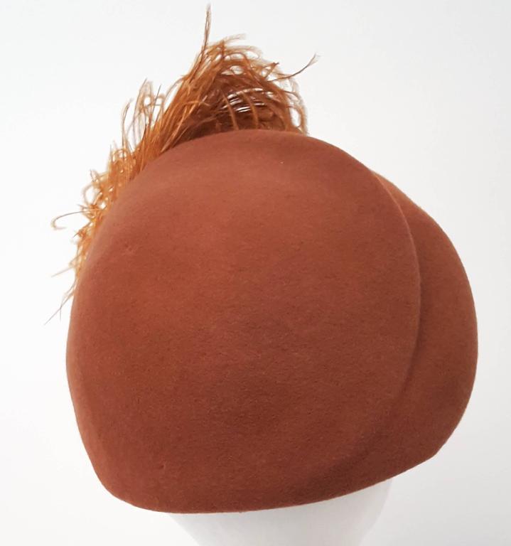 40s Rust Colored Felt Hat with Curled Marabou Feathers at 1stDibs ...