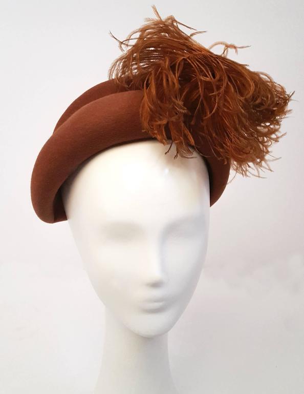 40s Rust Colored Felt Hat with Curled Marabou Feathers at 1stDibs ...