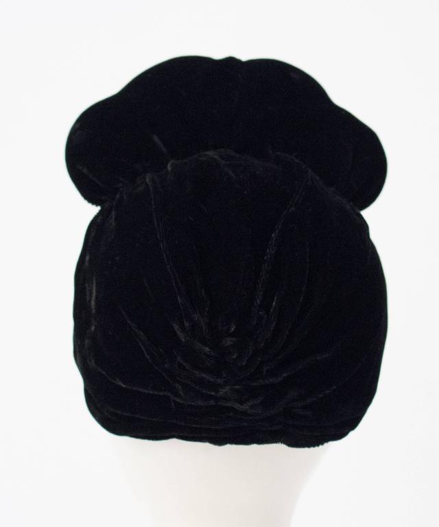 40s Black Velvet Hat at 1stDibs