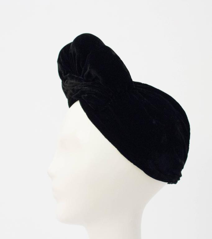 40s Black Velvet Hat at 1stDibs