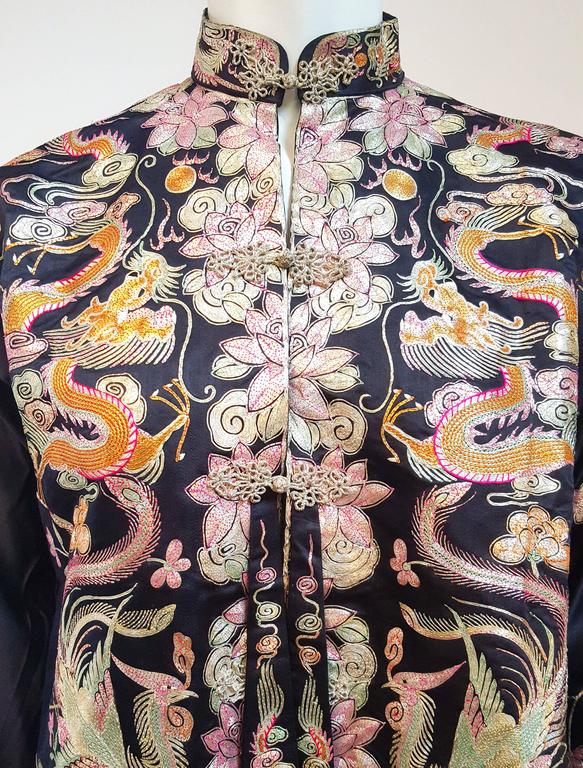 1950s Chinese Silk Top w/ Silver Metallic Embroidery at 1stDibs ...