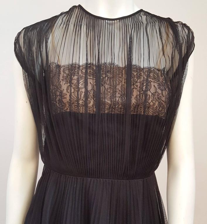 1950s Sheer Micro Pleat Dress w/ Lace Bodice For Sale at 1stDibs ...