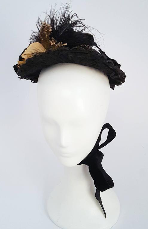 Black Victorian Bonnet w/ Foliage at 1stDibs | victorian bonnets for sale