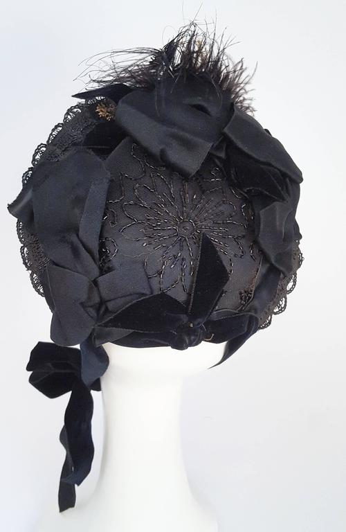 Black Victorian Bonnet w/ Foliage at 1stDibs | victorian bonnets for sale