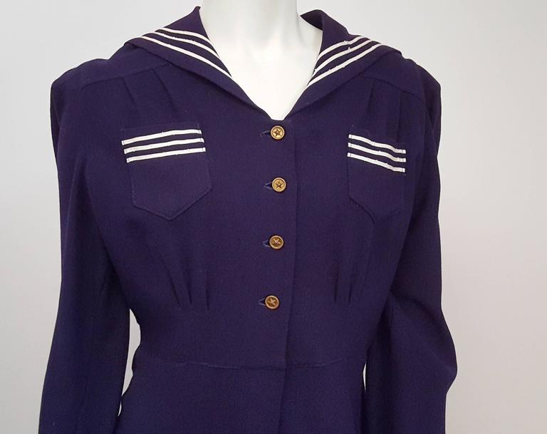 1930s Navy Sailor Dress For Sale at 1stDibs | 1930s sailor dress
