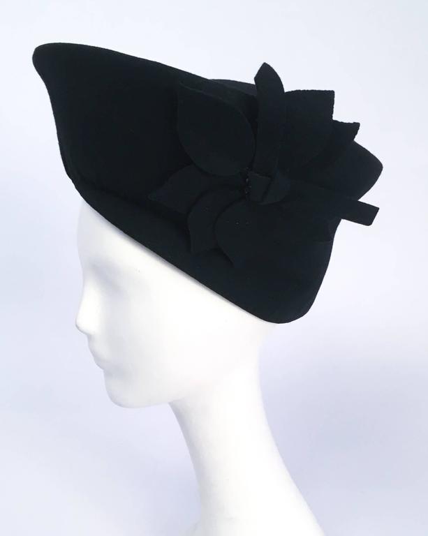 40s Black Asymmetrical Sculptural Hat at 1stDibs