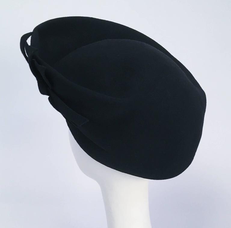 40s Black Asymmetrical Sculptural Hat at 1stDibs