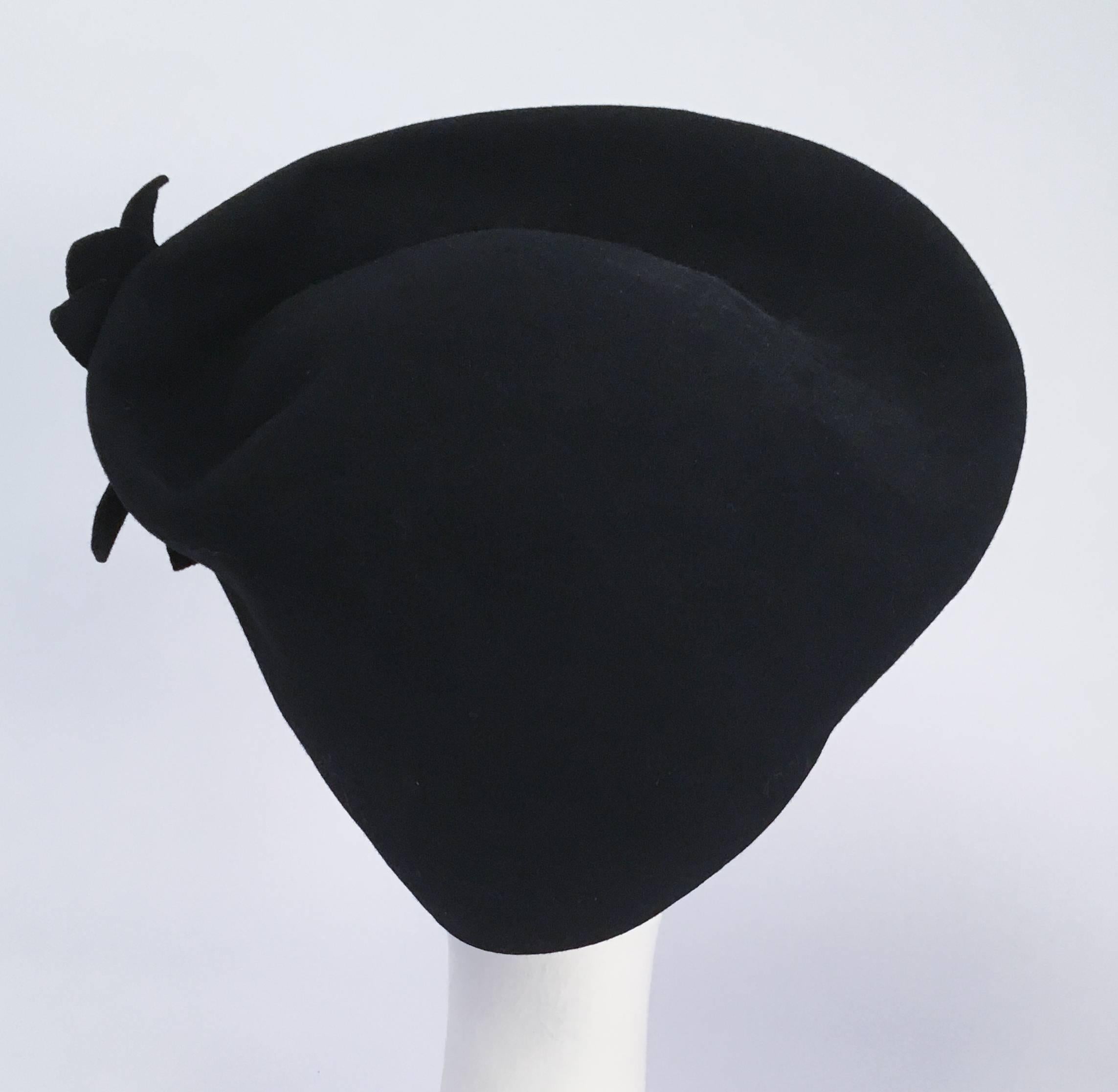 40s Black Asymmetrical Sculptural Hat at 1stDibs