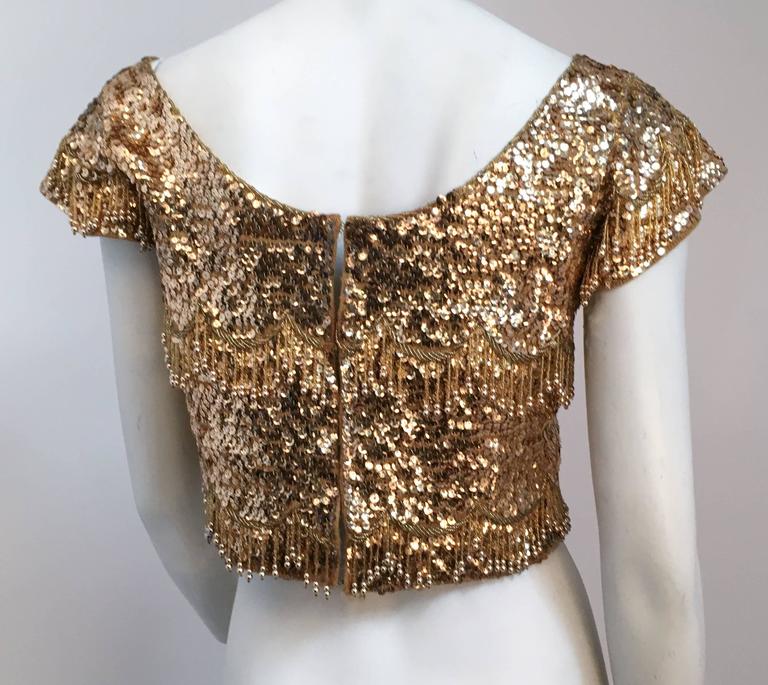 50s Gold Beaded Cropped Top at 1stDibs | gold beaded top, gold beaded ...