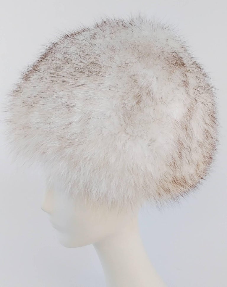 60s Gumdrop Shape White Fox Fur Hat at 1stDibs