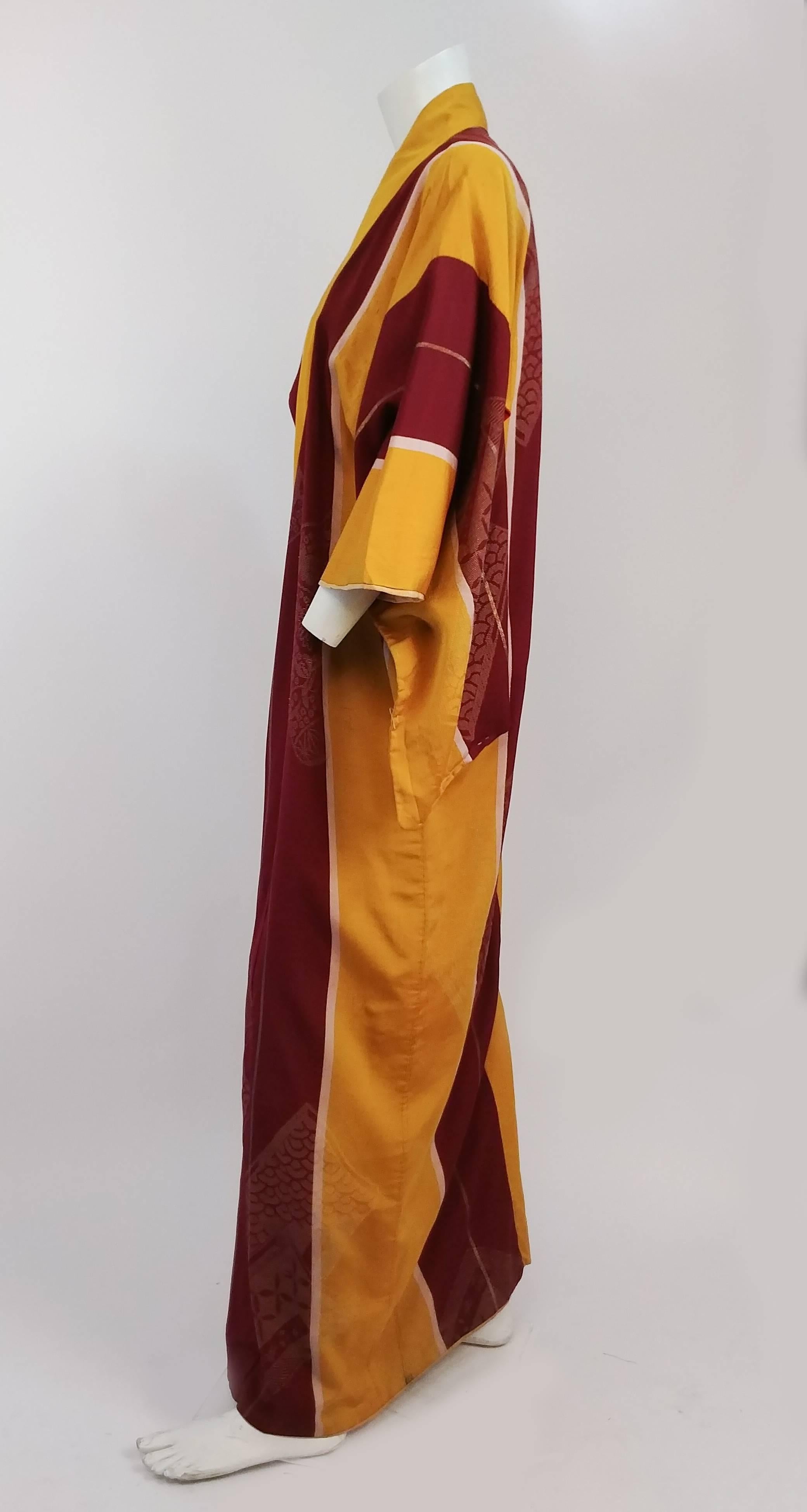Yellow and Burgundy Striped Kimono For Sale at 1stDibs | yellow or ...