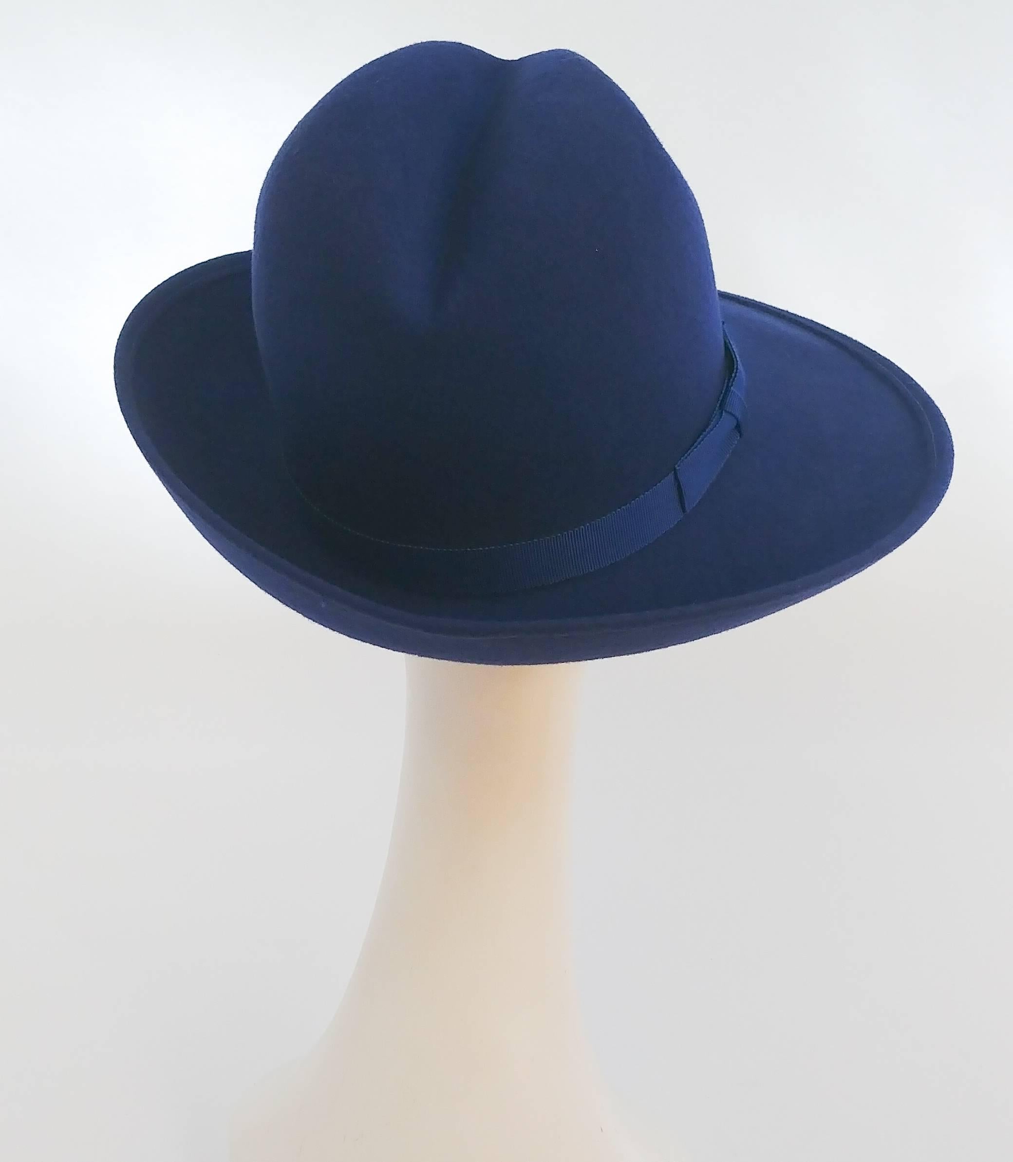 1980s Cobalt Blue Wide Brim Women's Fedora at 1stDibs | cobalt blue ...