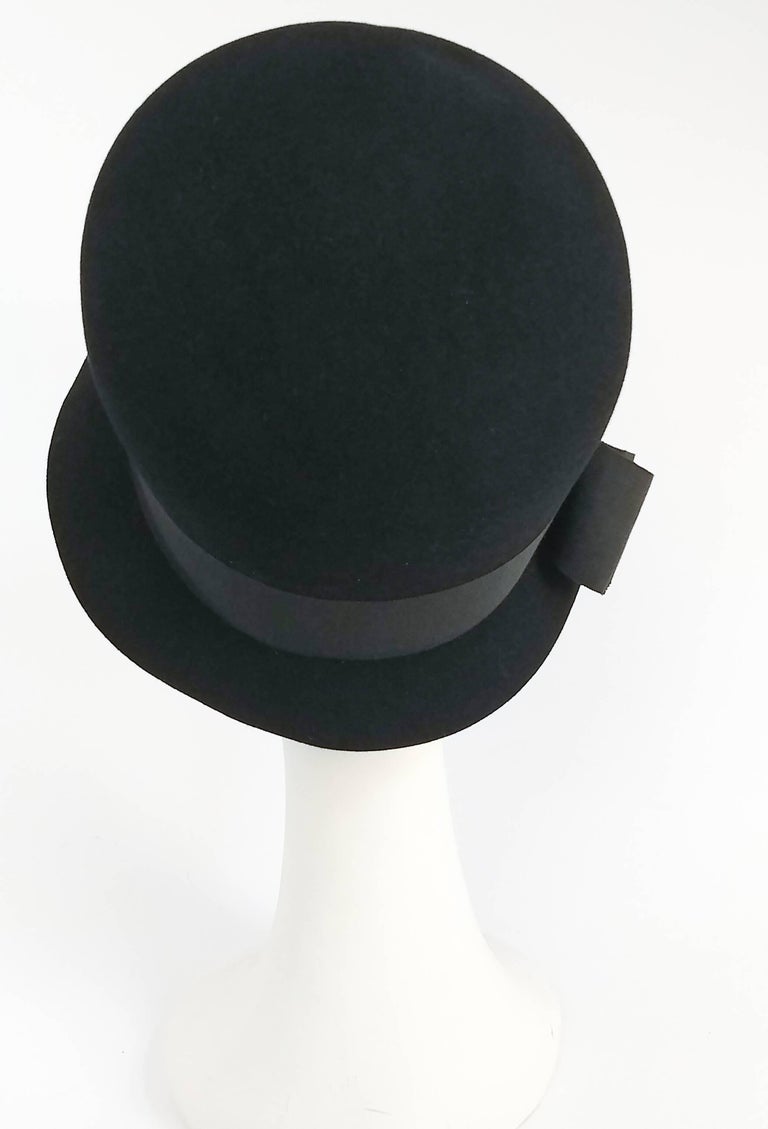 1960s Black Felt Cloche Hat w/ Large Ribbon Band at 1stDibs | large ...
