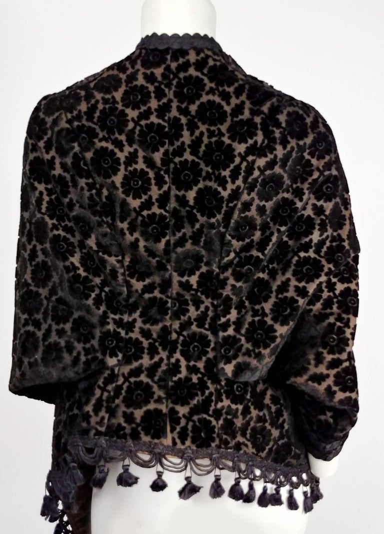 Victorian Black Cut Velvet Dolman Mantle For Sale at 1stDibs