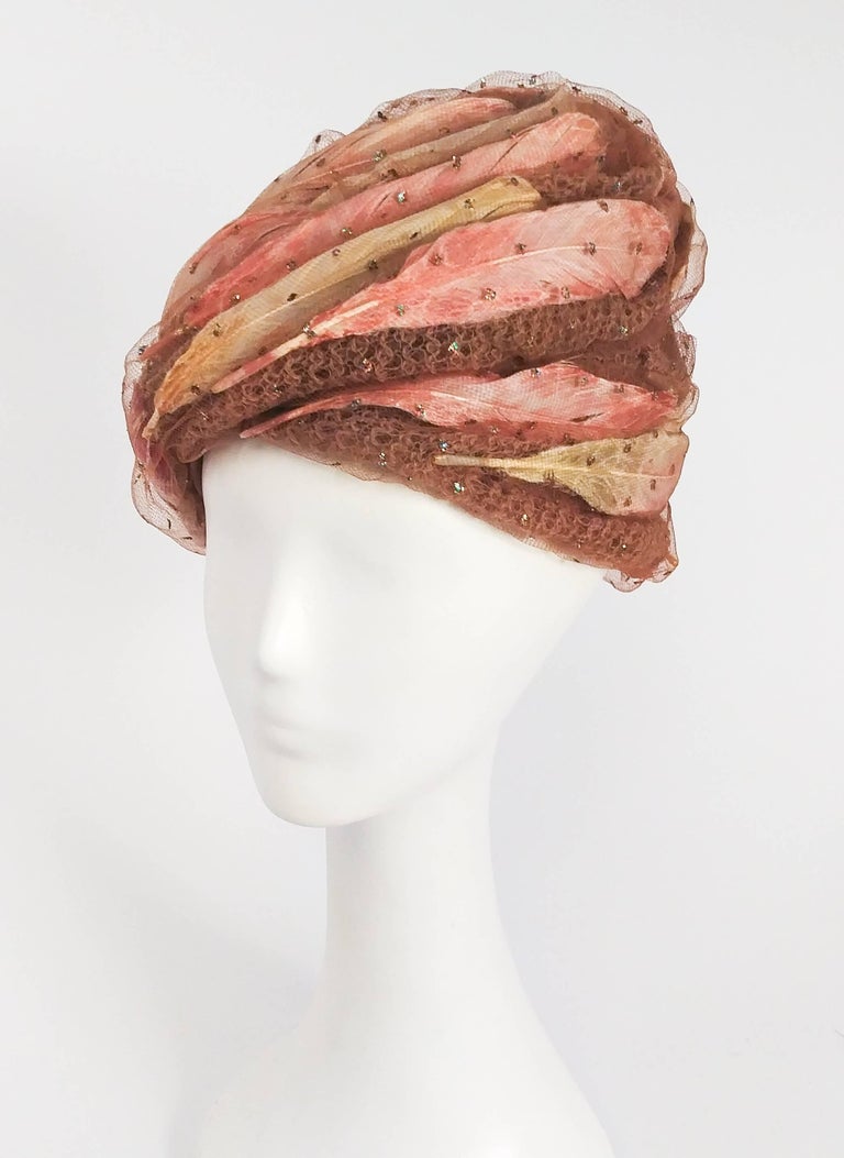 1960s Christian Dior Tulle Turban with Feathers at 1stDibs | turban ...