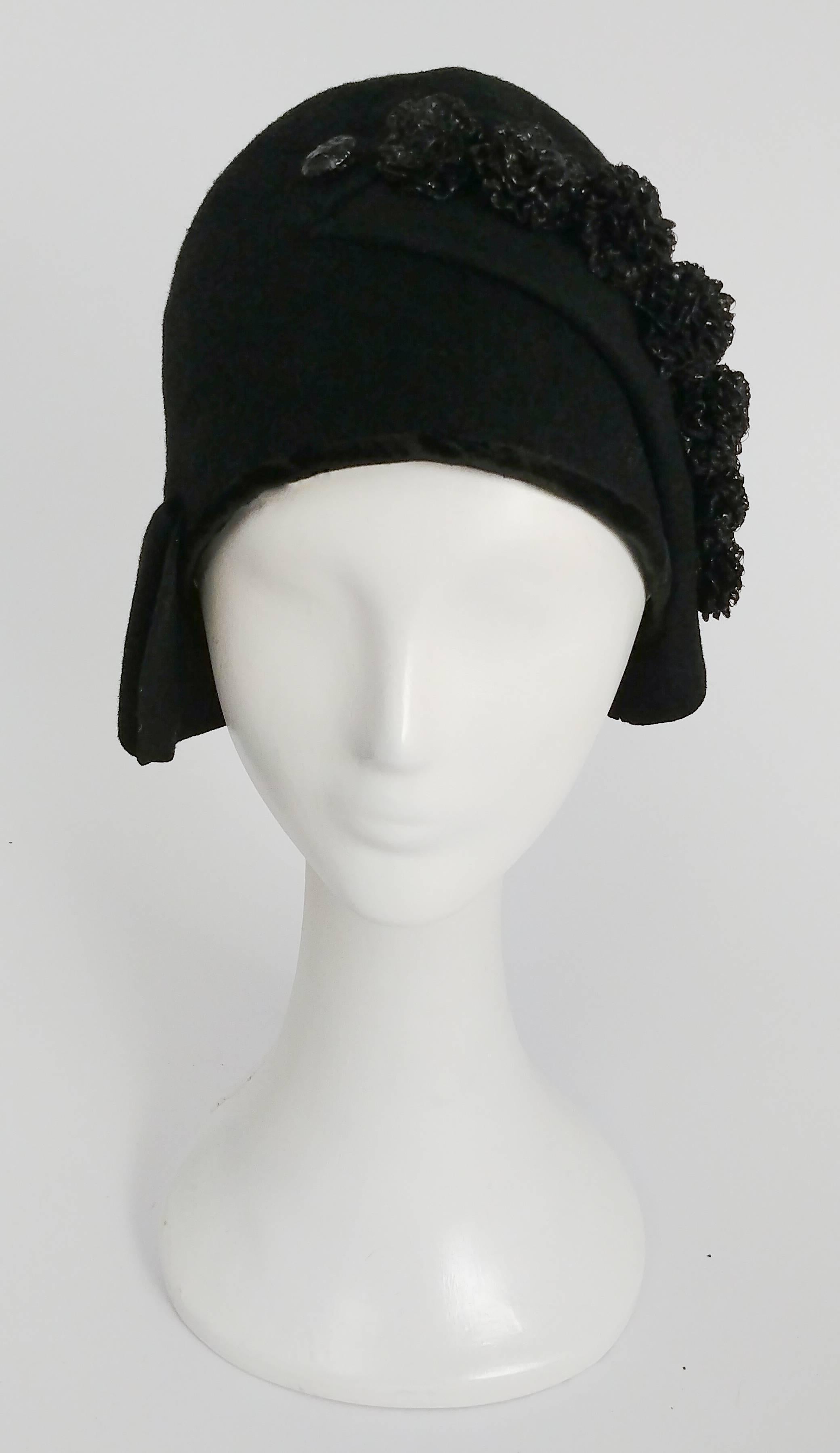 1920s Black Cloche Hat at 1stDibs