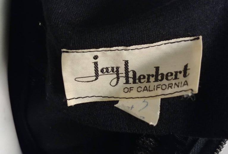1950s Jay Herbert Black Knit Dress with Leaf Appliques at 1stDibs