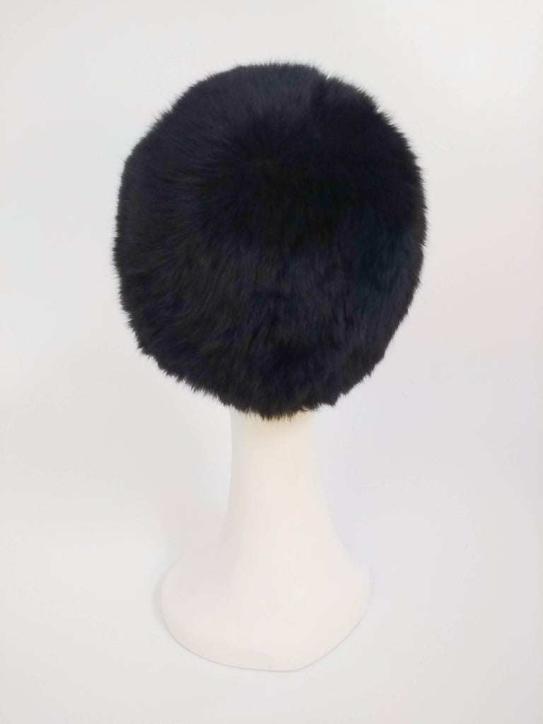 1960s Black Rabbit Fur Hat For Sale at 1stDibs