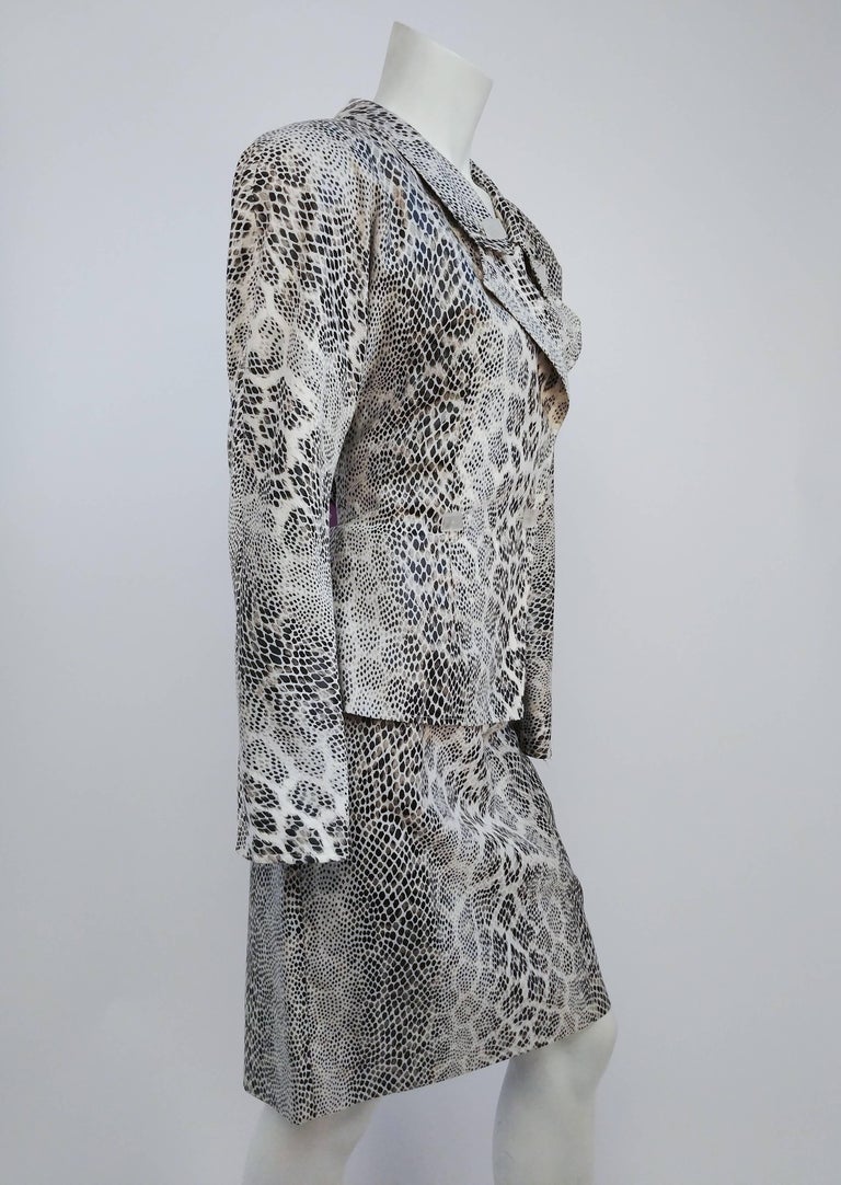 1980s Jean Muir White Snake Print Skirt Suit Set For Sale at 1stDibs