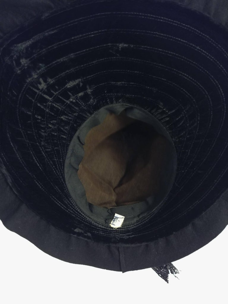 1940s Black Velvet Wide Brim Conical Hat at 1stDibs | black velvet hat
