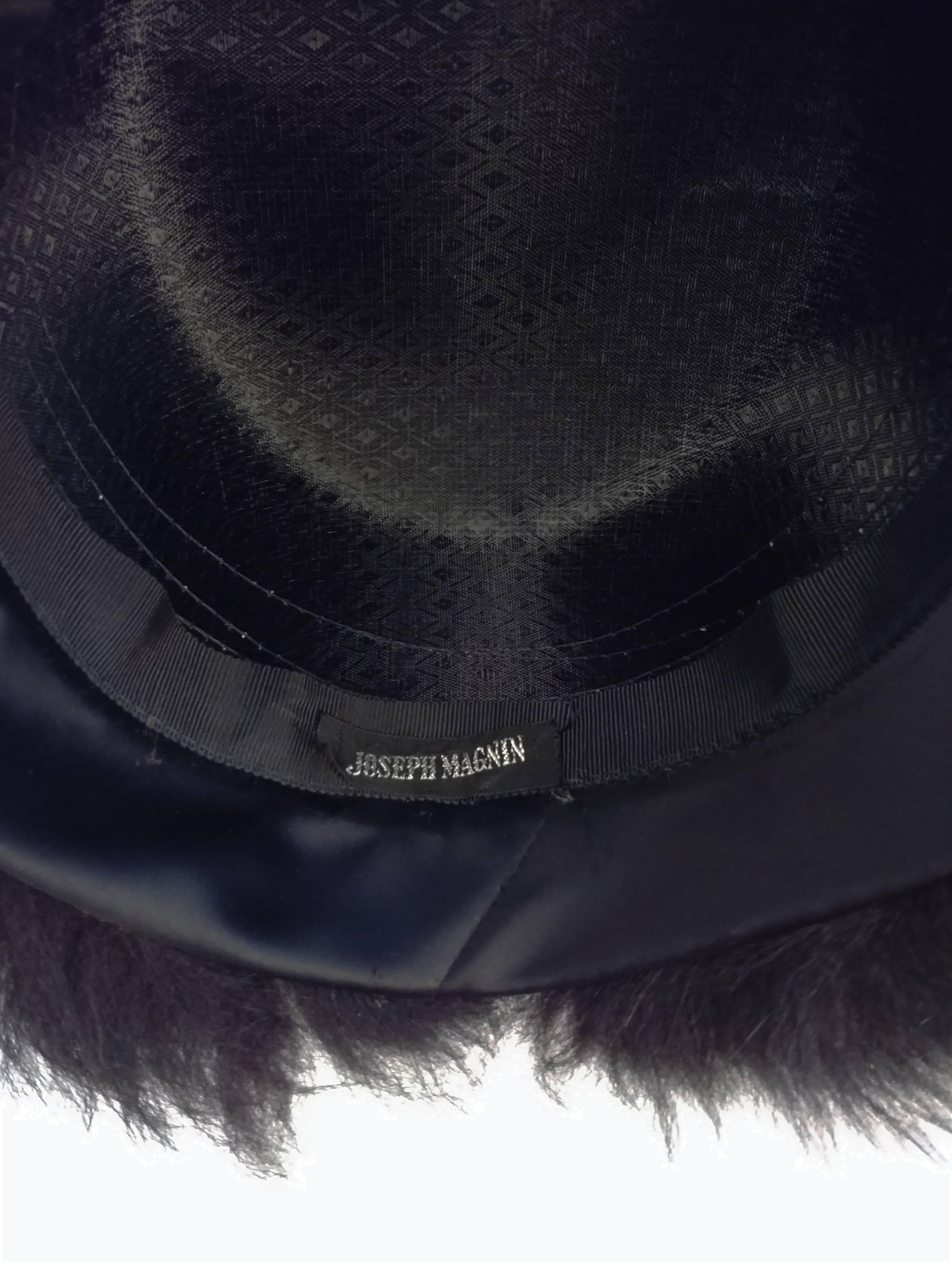 Sheep Fur Trim Black Hat, 1960s at 1stDibs