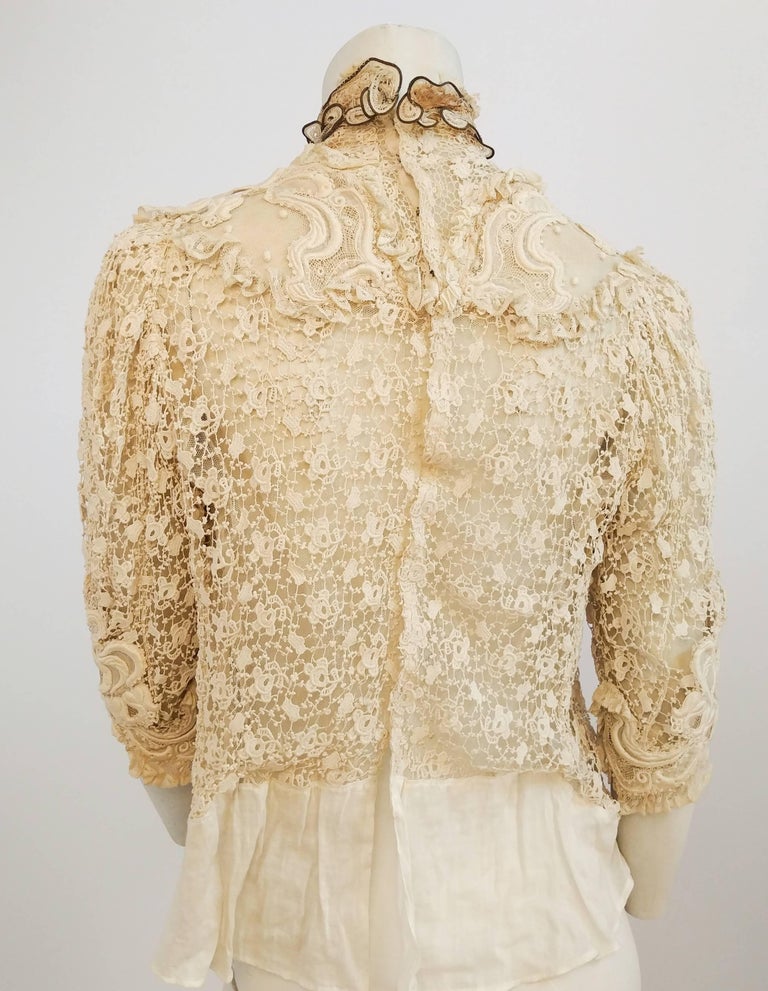 Edwardian Cream All-Over Lace Blouse For Sale at 1stDibs | edwardian ...