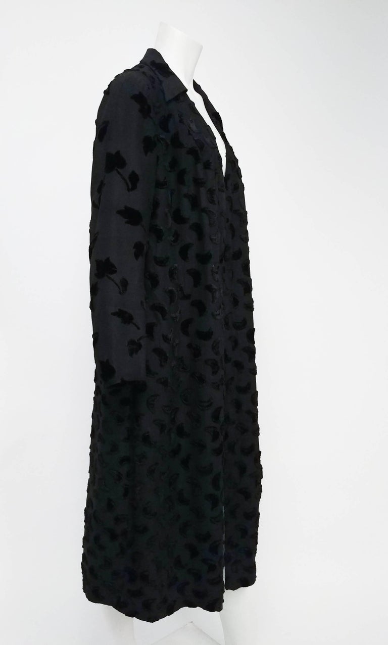 1920s Black Silk Coat with Flocked Velvet at 1stDibs