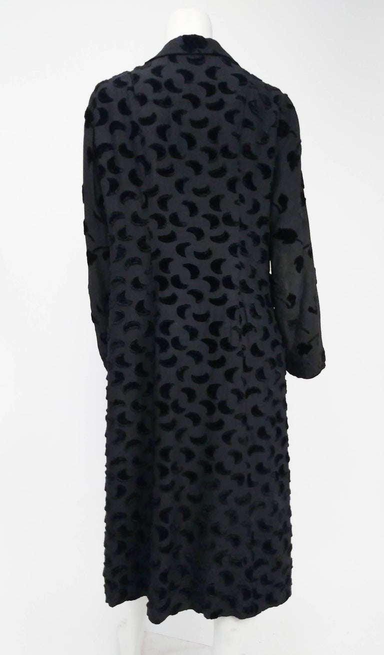 1920s Black Silk Coat with Flocked Velvet at 1stDibs