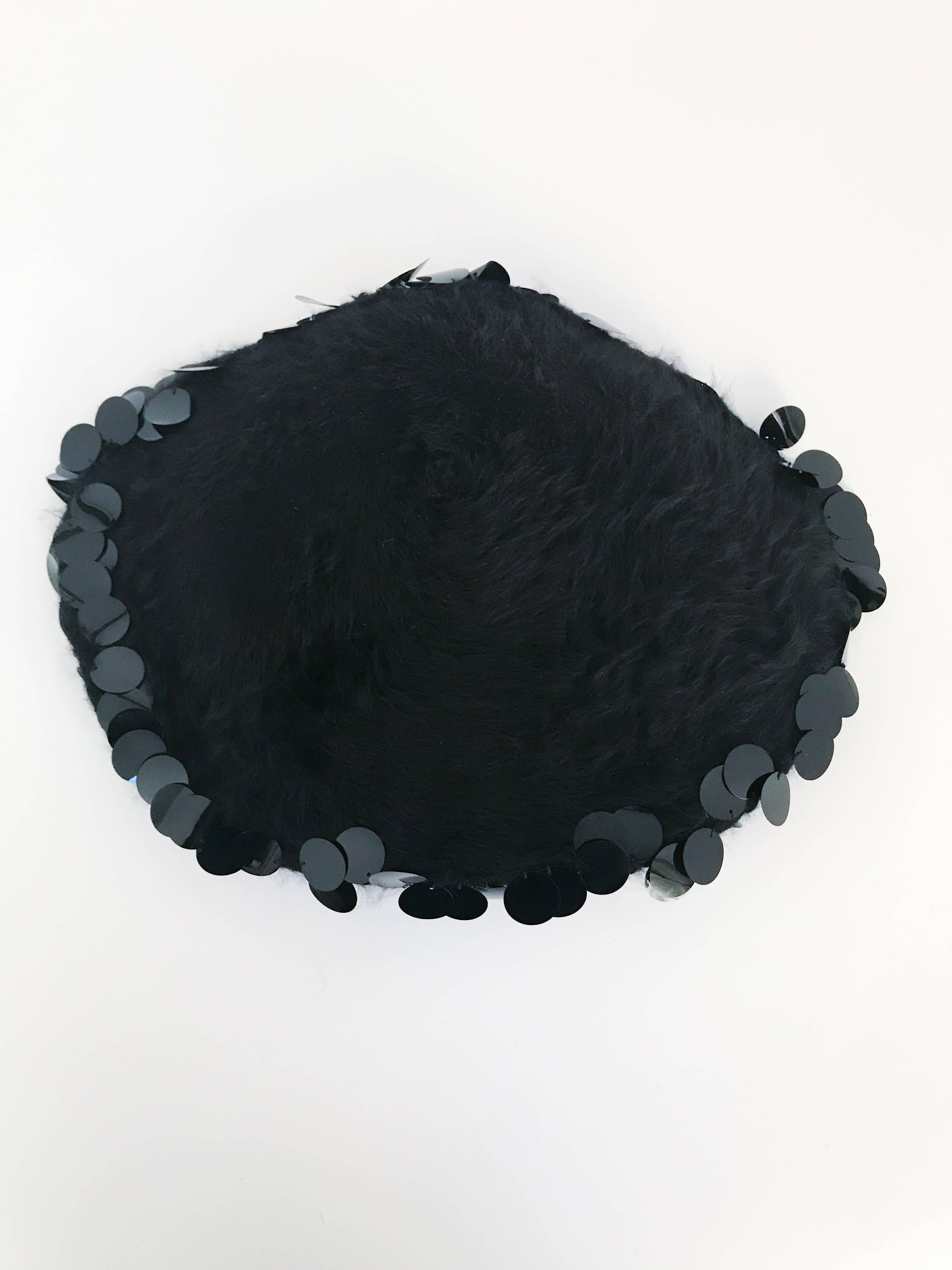 1950s Black Beaver and Sequin Hat at 1stDibs | black beaver hat, beaver ...