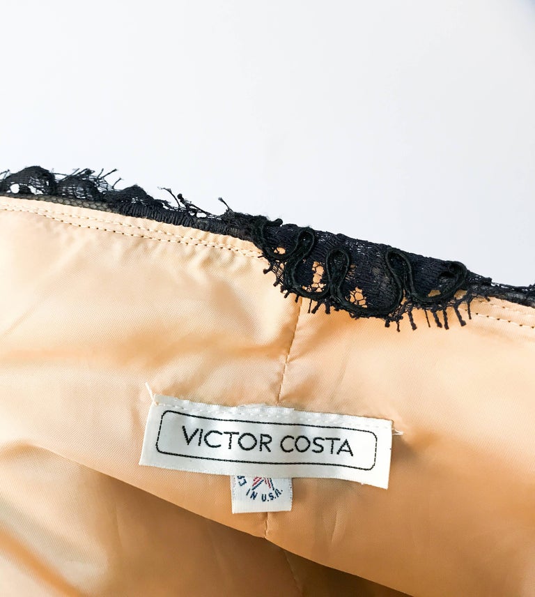 1980s Victor Costa Black Stapless Lace and Tulle Dress For Sale at 1stDibs