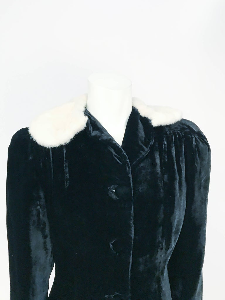 Black Silk Velvet Opera Coat with Ermine Collar, 1930 at 1stDibs ...