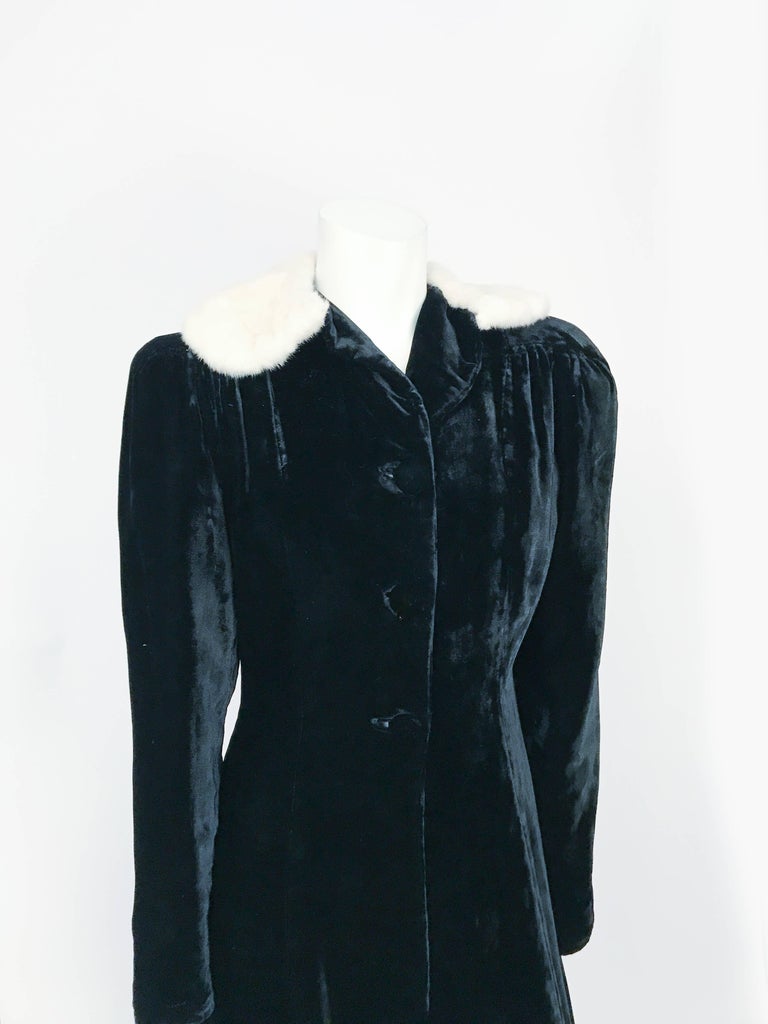 Black Silk Velvet Opera Coat with Ermine Collar, 1930 at 1stDibs ...