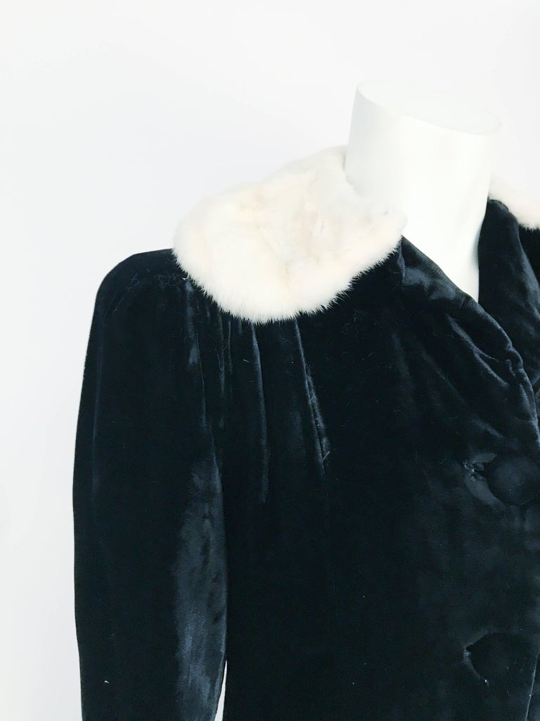 Black Silk Velvet Opera Coat with Ermine Collar, 1930 at 1stDibs ...