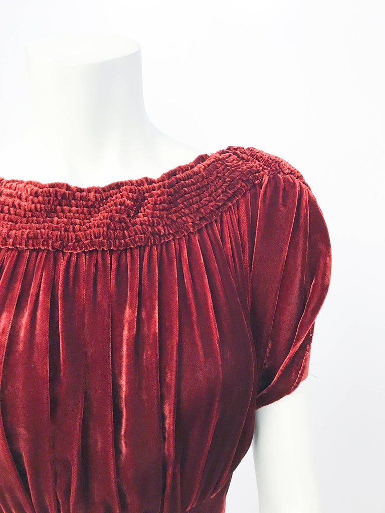 1930s Rust Bias Cut Silk Velvet Dress with Coat at 1stDibs | rust ...
