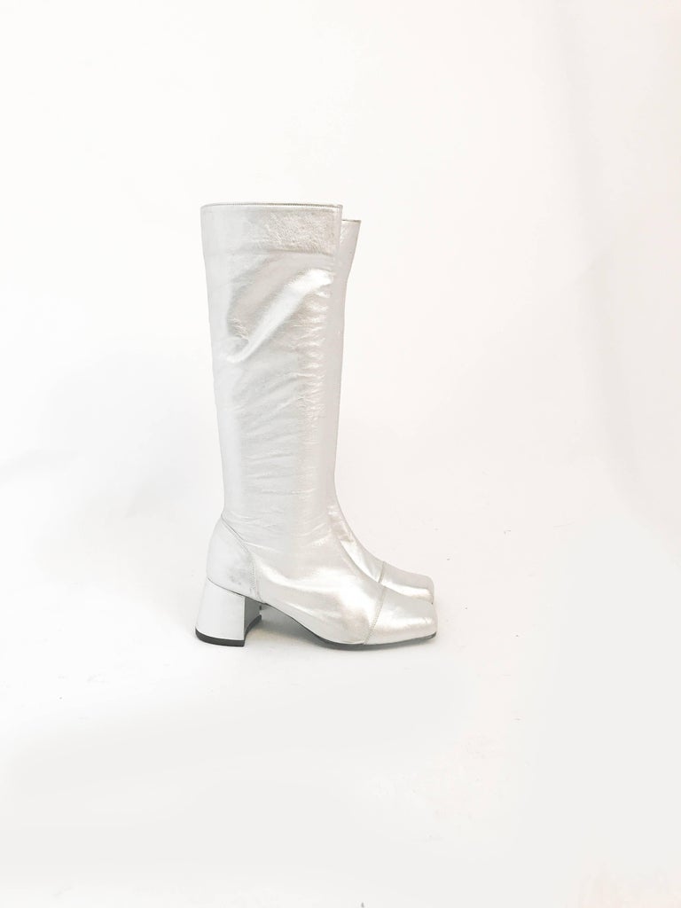 Late 1960s Silver Leather Go Go Boots at 1stDibs | 1960s shoes for sale