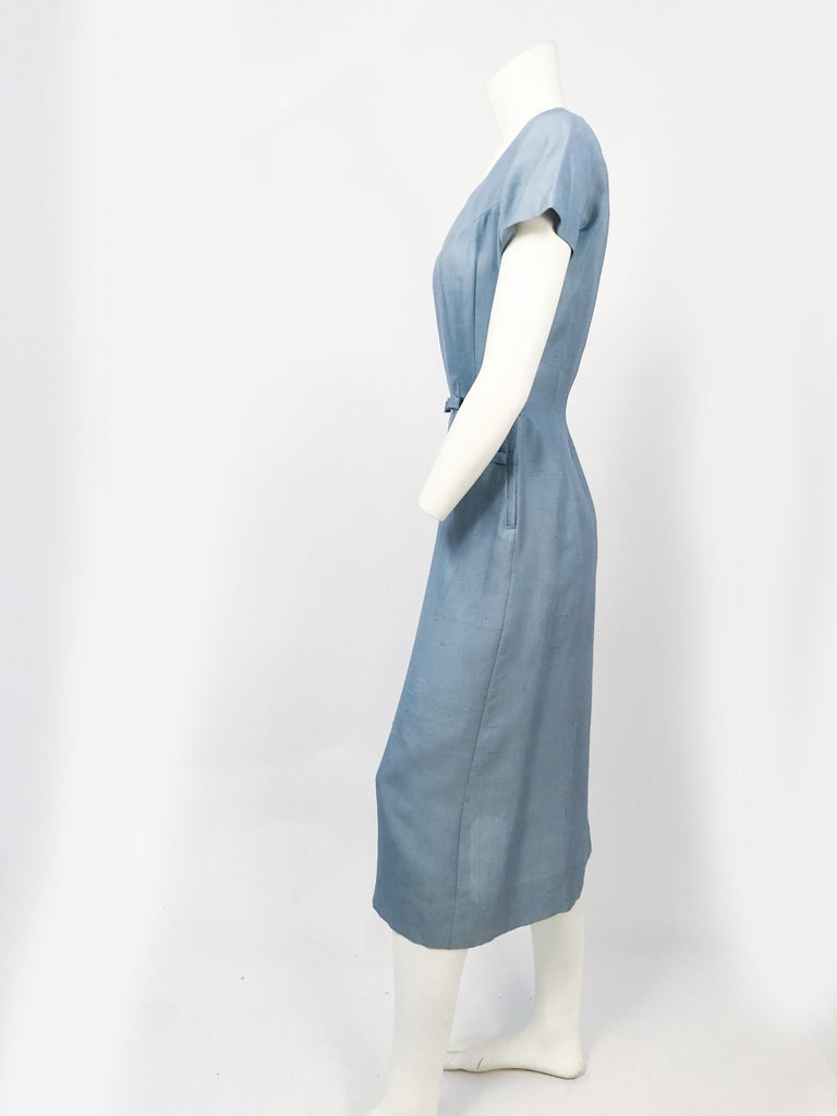1950s Periwinkle Blue Silk Dress With Matching Suit Jacket at 1stDibs ...