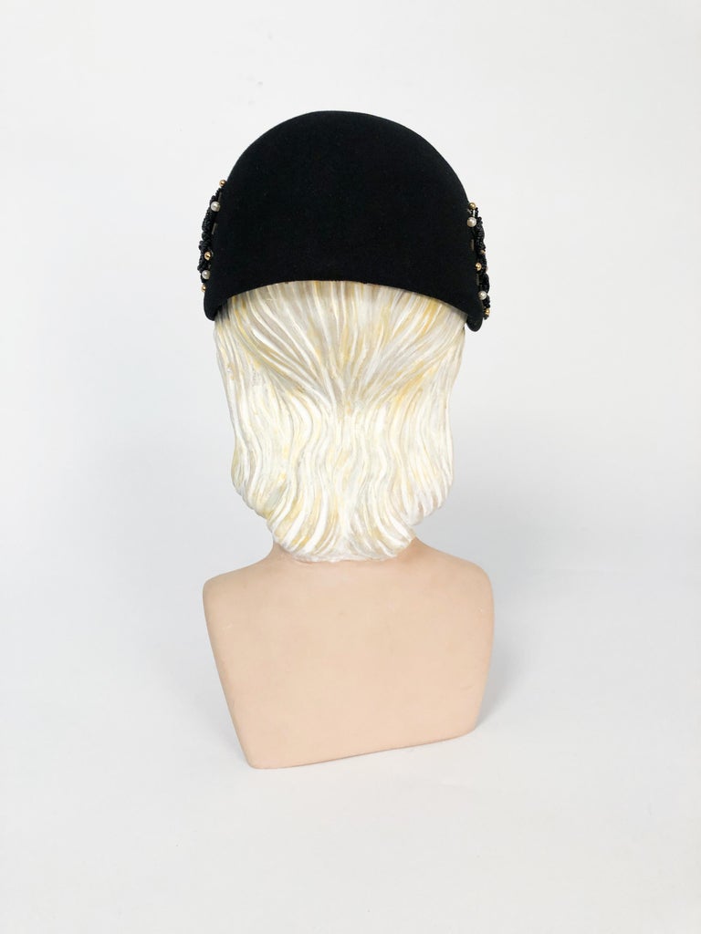 1930s Black Fur Felt Skull Cap with Beadwork For Sale at 1stDibs ...