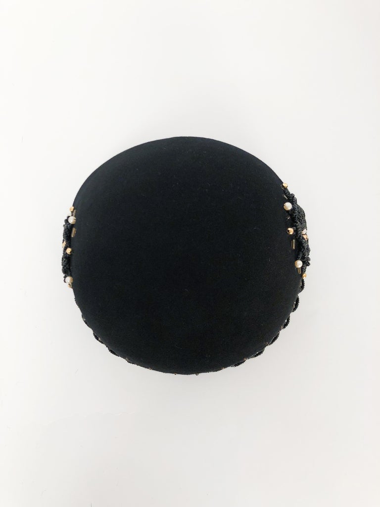 1930s Black Fur Felt Skull Cap with Beadwork For Sale at 1stDibs ...
