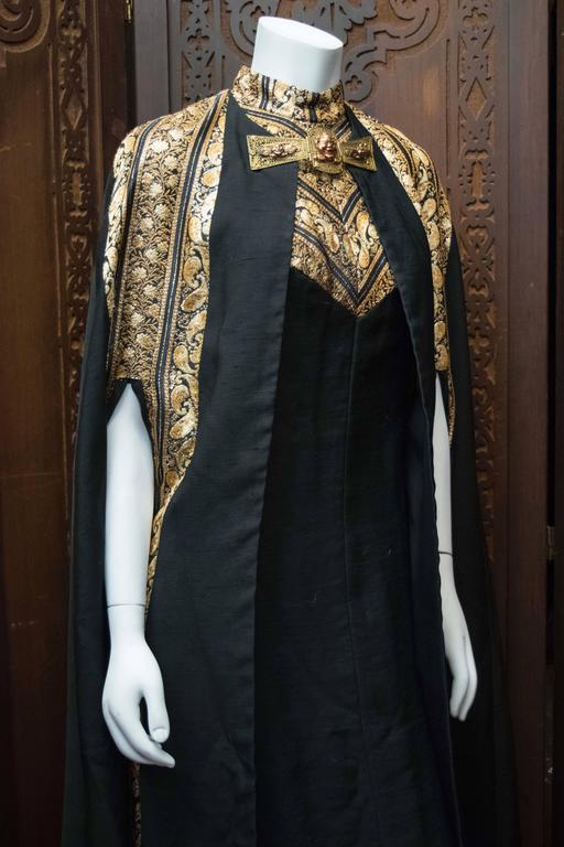 1960s Black and Gold Lamé Evening Dress and Cloak For Sale at 1stDibs ...