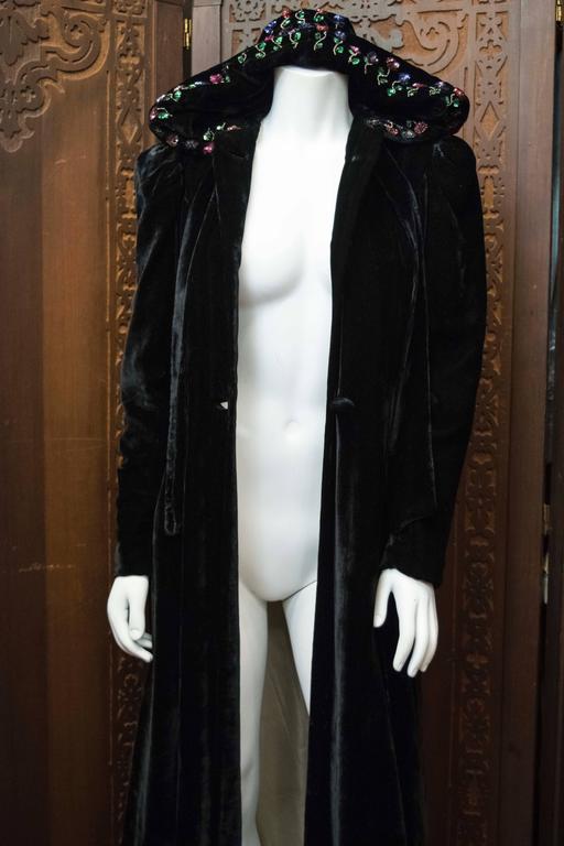 1930s Hooded Velvet Opera Coat at 1stDibs