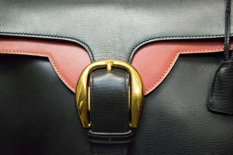 1950s Gucci Black and Red Leather Handbag at 1stDibs | 1950s gucci ...